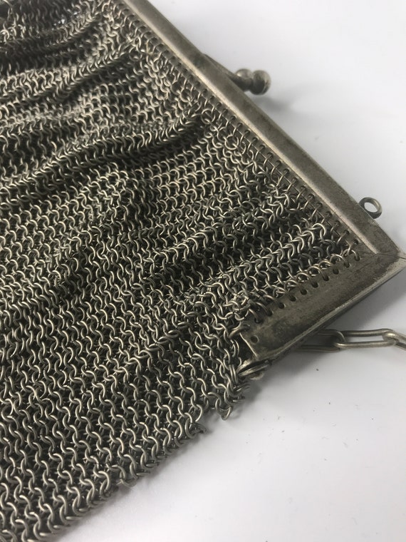 French antique mesh purse silver victorian - Gem