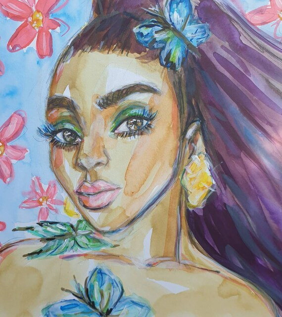 Normani Artwork original art portrait mixed media artwork | Etsy