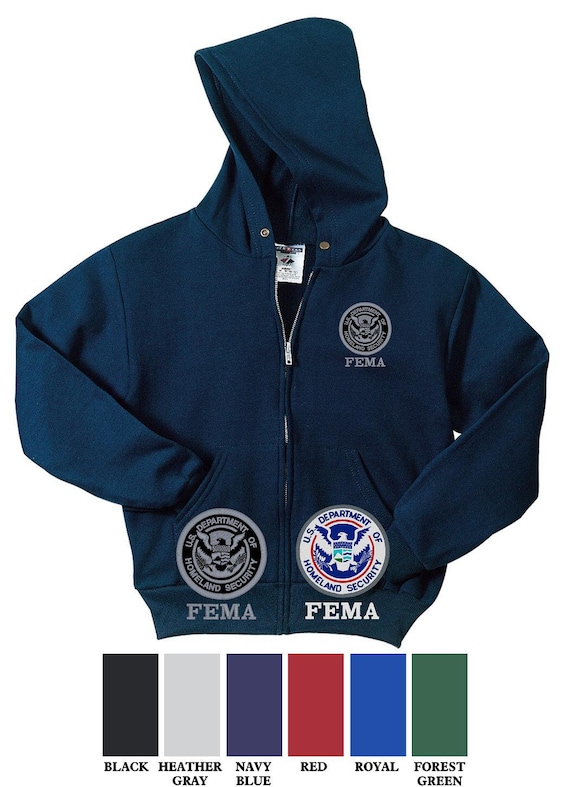 FEMA Full Color or Black & Gray Logo Fleece Full Zip Hoodie - Etsy