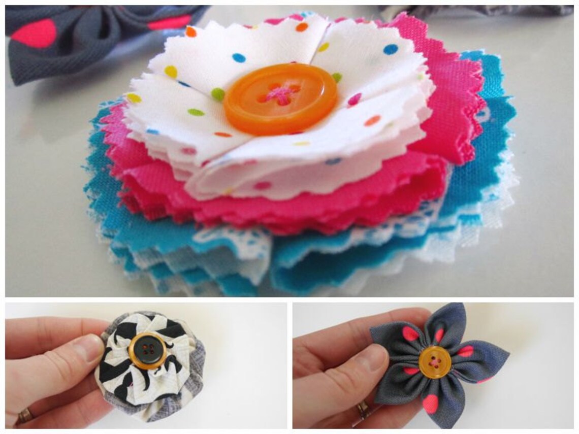 PDF Fabric Flowers Pattern and Tutorial in 3 Styles - Etsy New Zealand