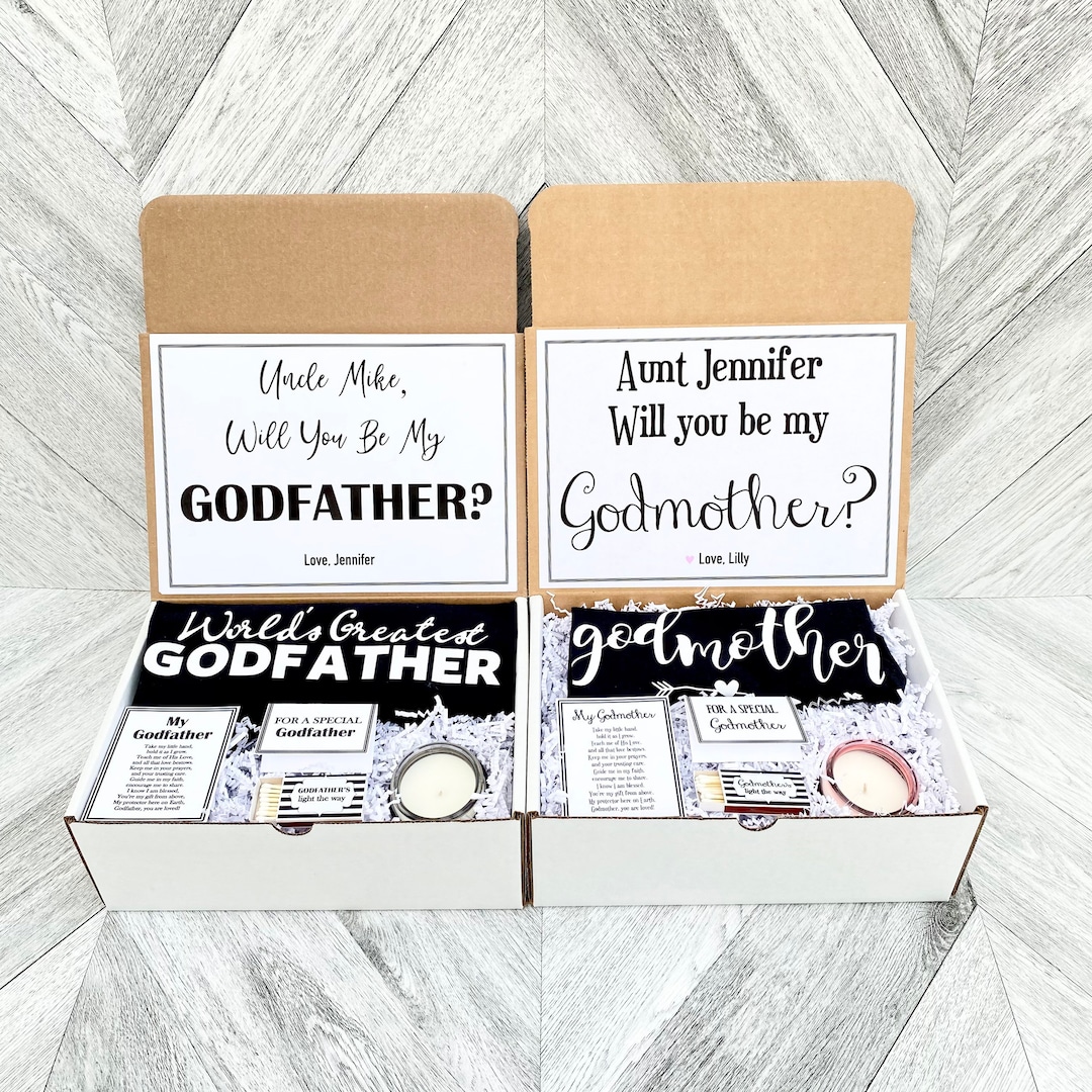 Godparents Boxes - Set of 2 Boxes - Personalized Godparents Gift - Will ...