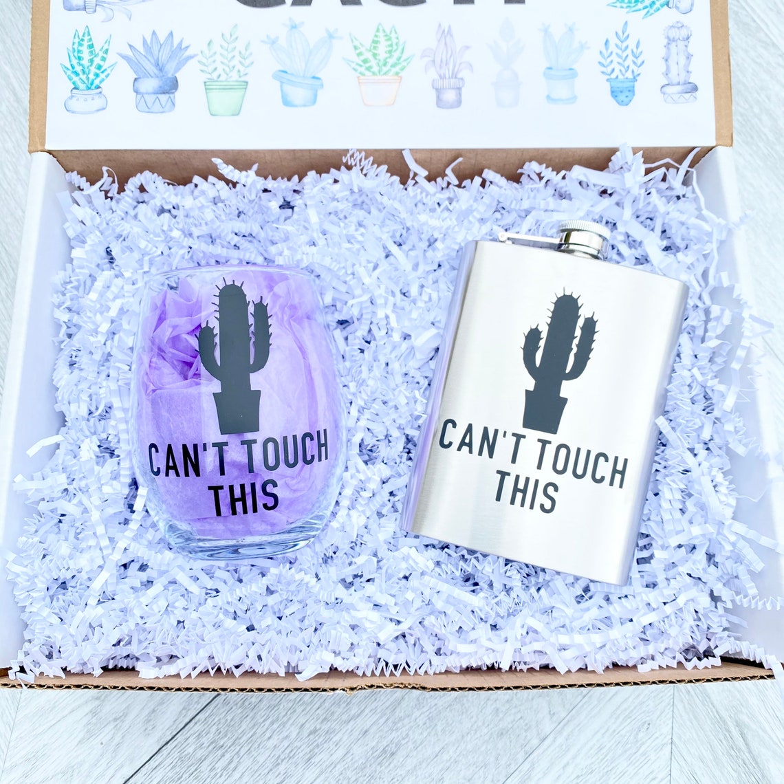 Cactus Gift Box Fan Cactus Day Wine Glass or Flask Candle - Etsy