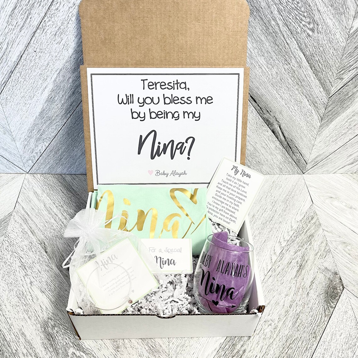 Nina Gift Nina Proposal Box Nina Tank and Wine Glass Gift - Etsy