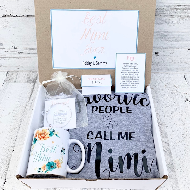 Mimi Gift Box Mommom Gift Set Mimi Shirt Mug and Bracelet | Etsy