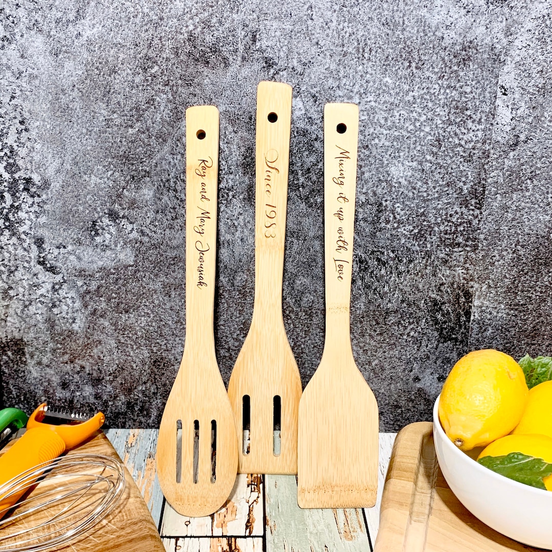 Personalized Bamboo Fork Spatula Set - Set of 3 - Mixing It up Since ...