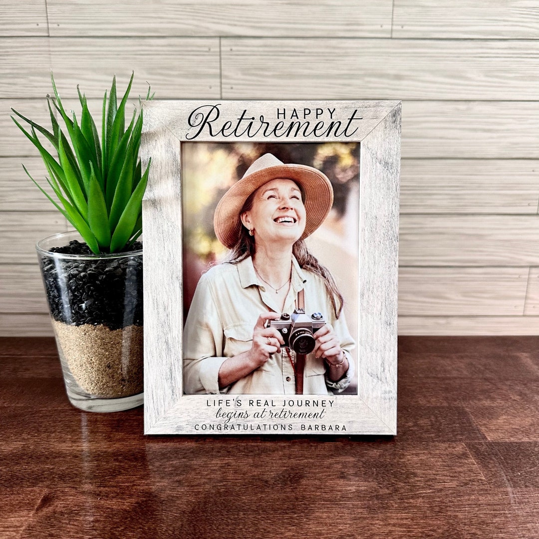 Happy Retirement Engraved Frame - Laser Engraved Personalized ...
