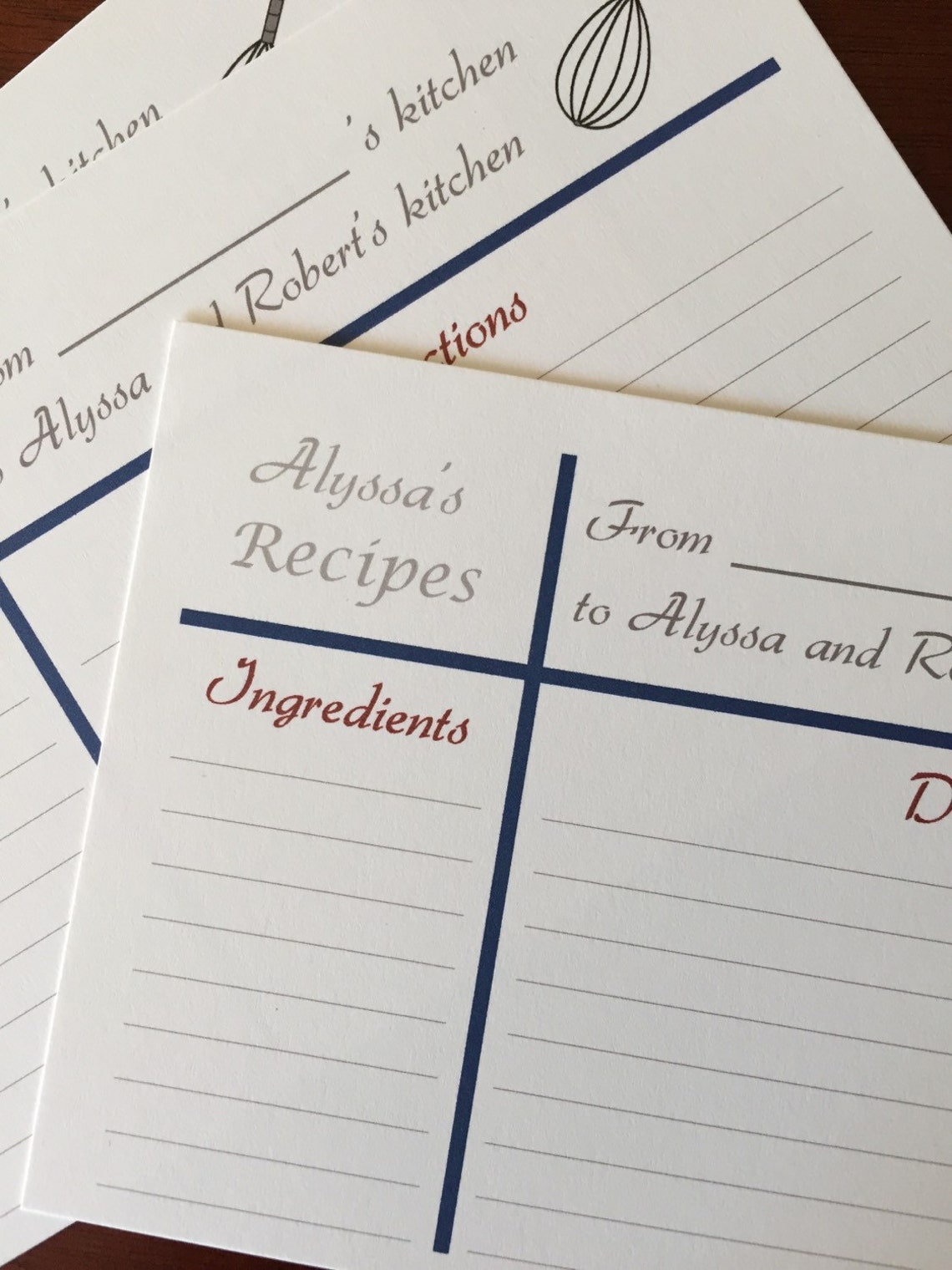 Personalized Recipe Cards - Etsy