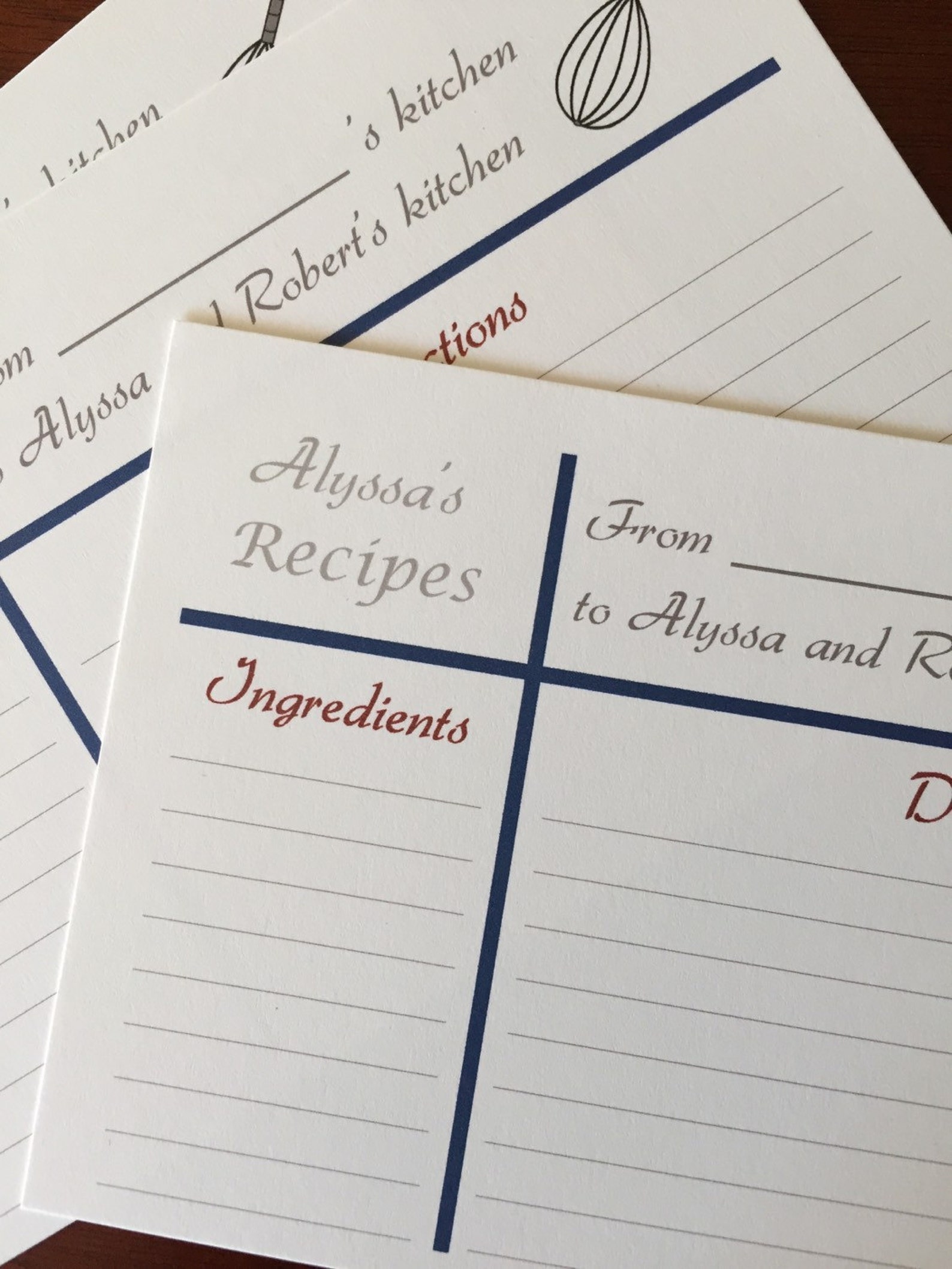 Personalized Recipe Cards | Etsy