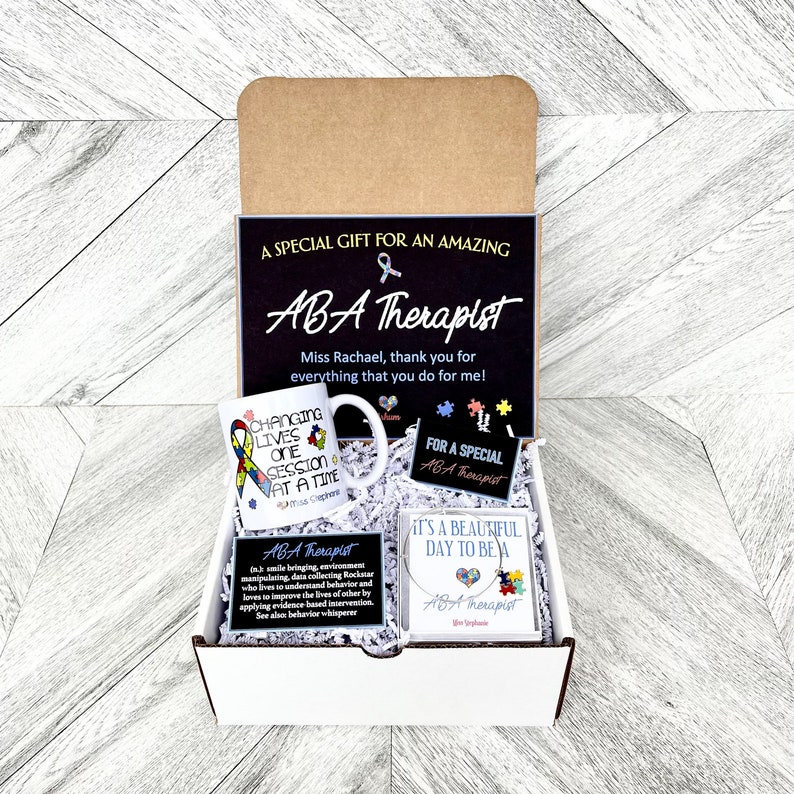 Personalized ABA Therapist Gift Box: Mug, Bracelet & Cards - Etsy