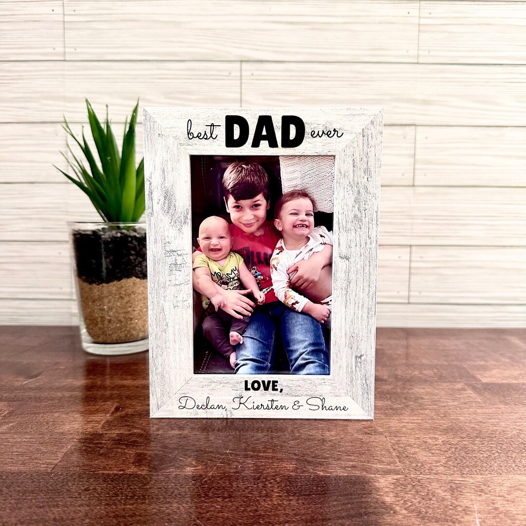 Best Dad Ever Engraved Frame - Laser Engraved Personalized Wooden Frame ...