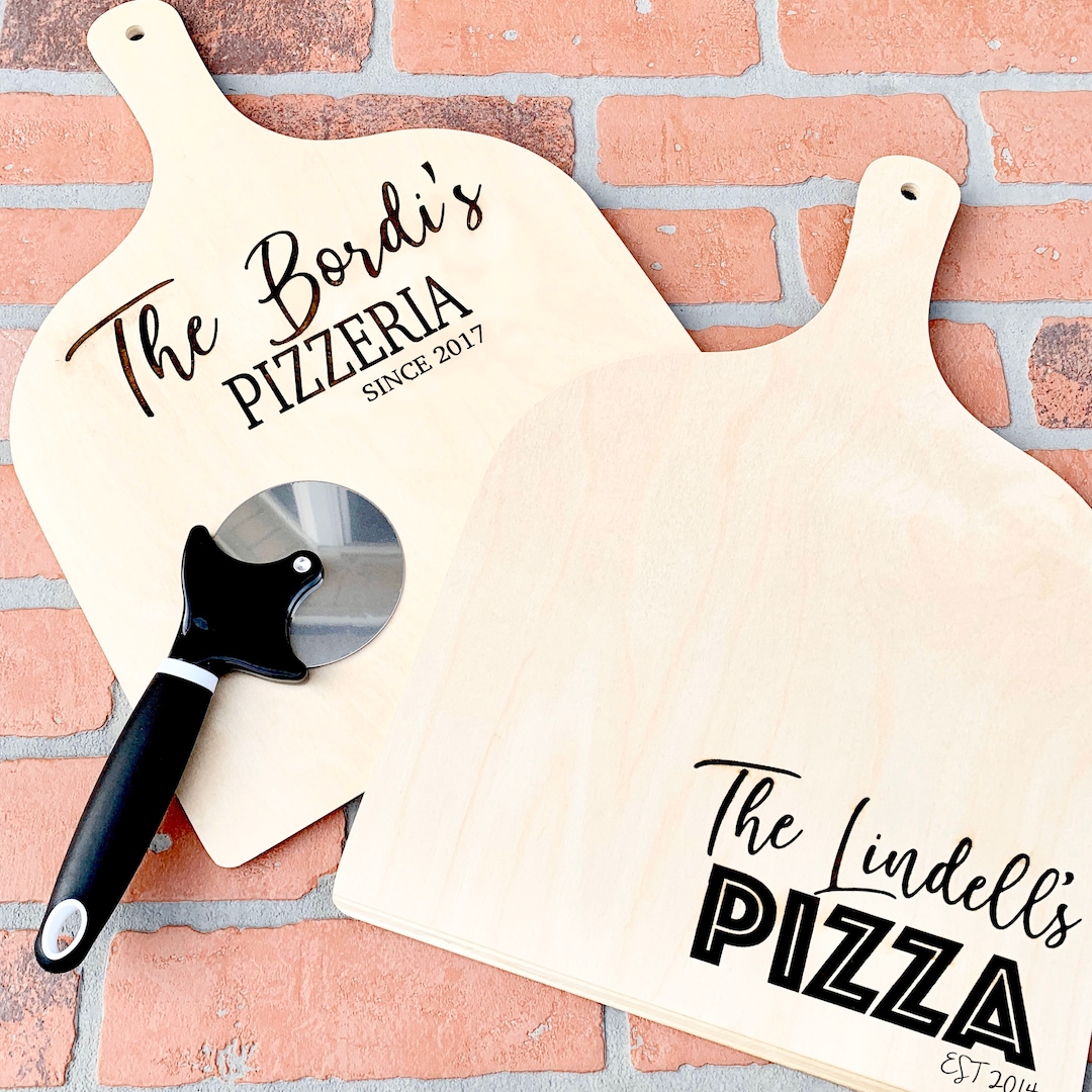 2 Wood Engraved Custom Pizza Tray Set of 2 - Anniversary or Wedding ...