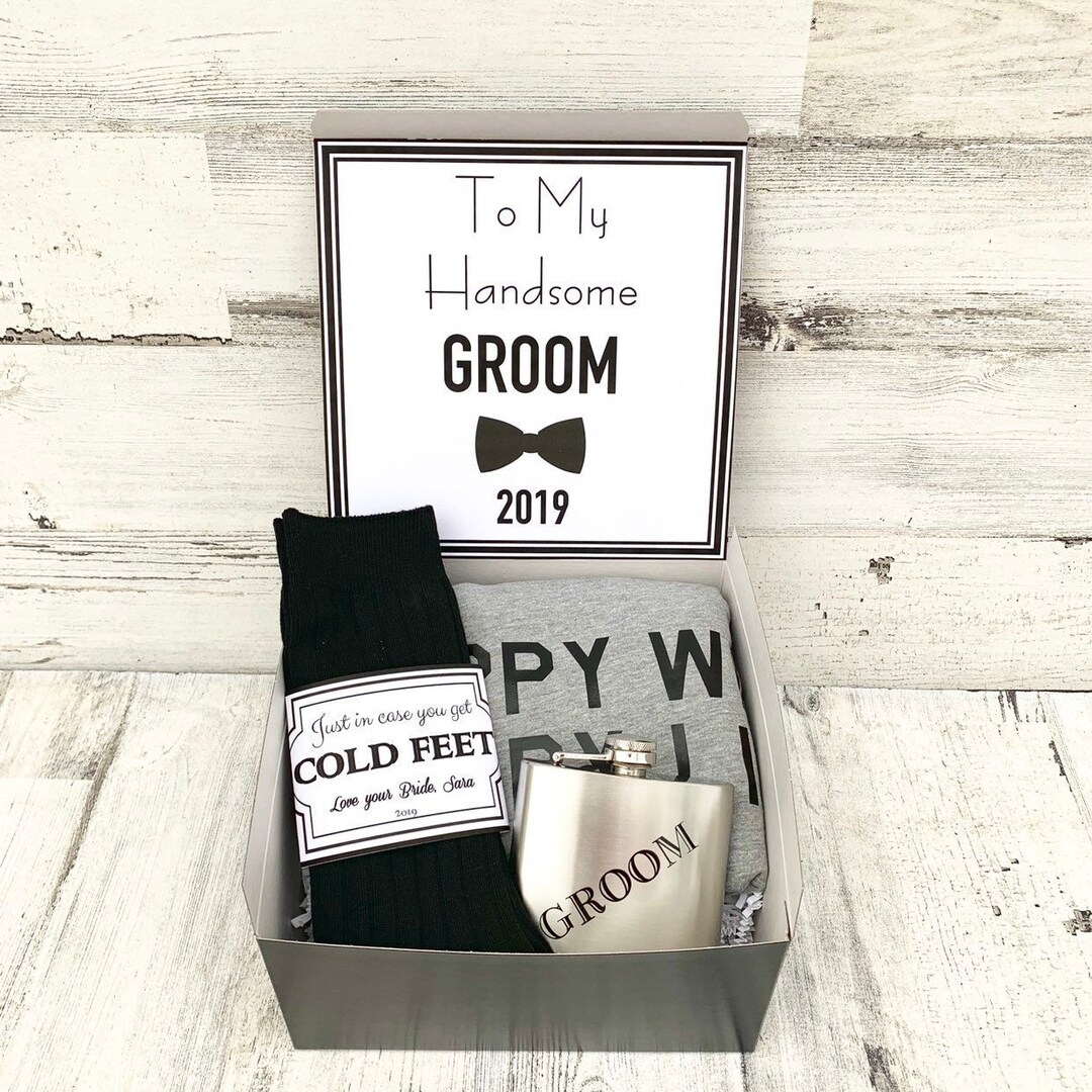 Personalized Groom Gift Box: Flask, Socks & Shirt - Etsy