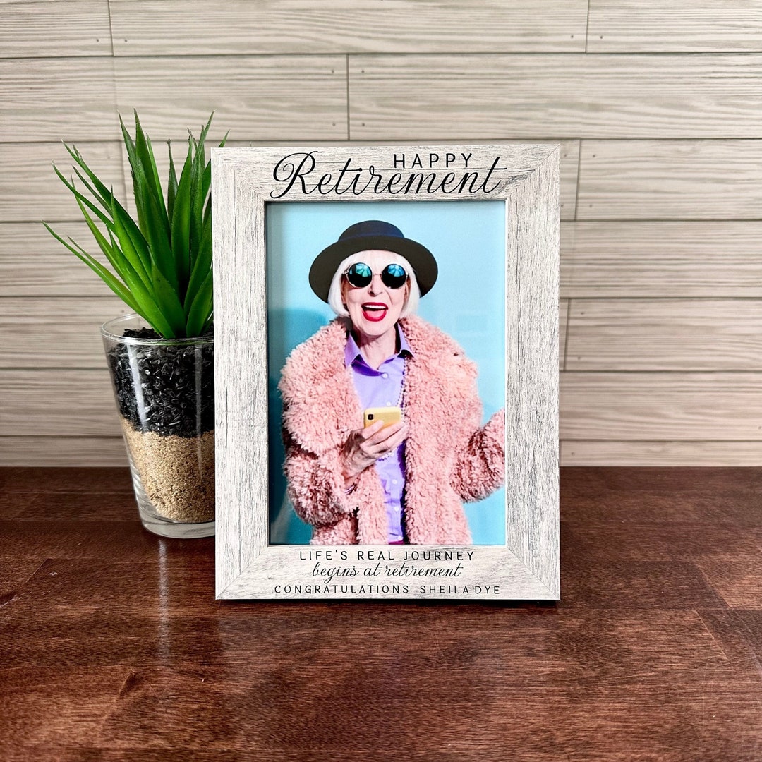 Happy Retirement Engraved Frame - Laser Engraved Personalized ...