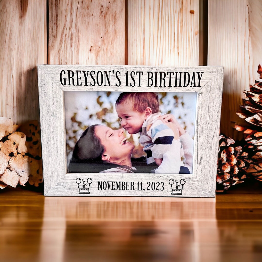 First Birthday Engraved Frame - Laser Engraved Personalized Birthday ...