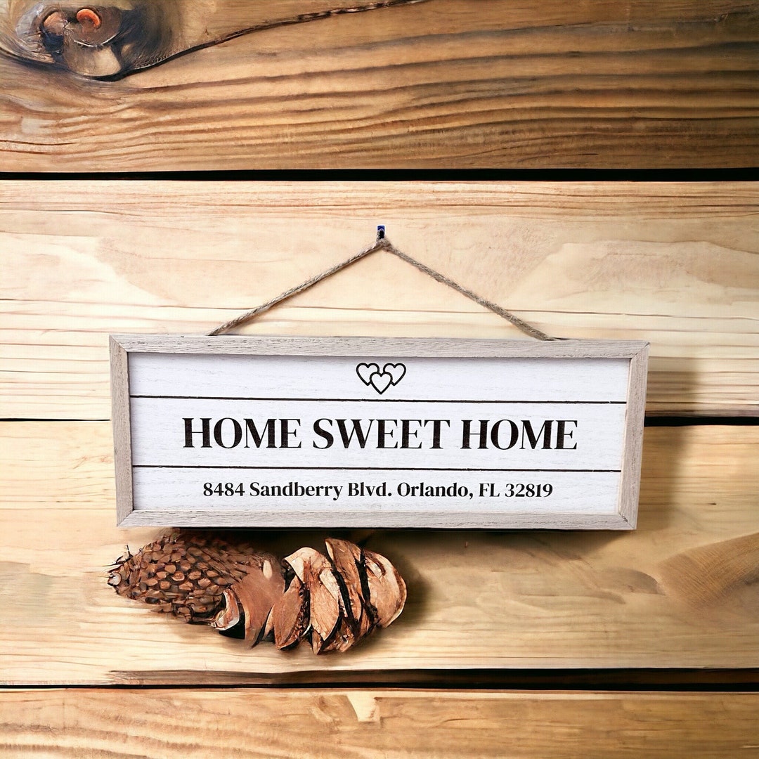 Laser Engraved Home Sweet Home Sign: Personalized Family Name Wooden ...