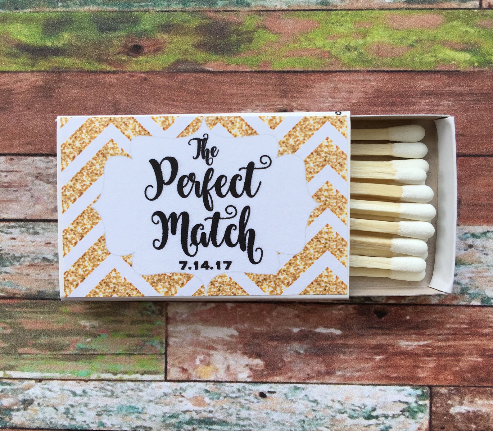 Matches Favor Labels Gold Glitter Matchbox Favors the | Etsy