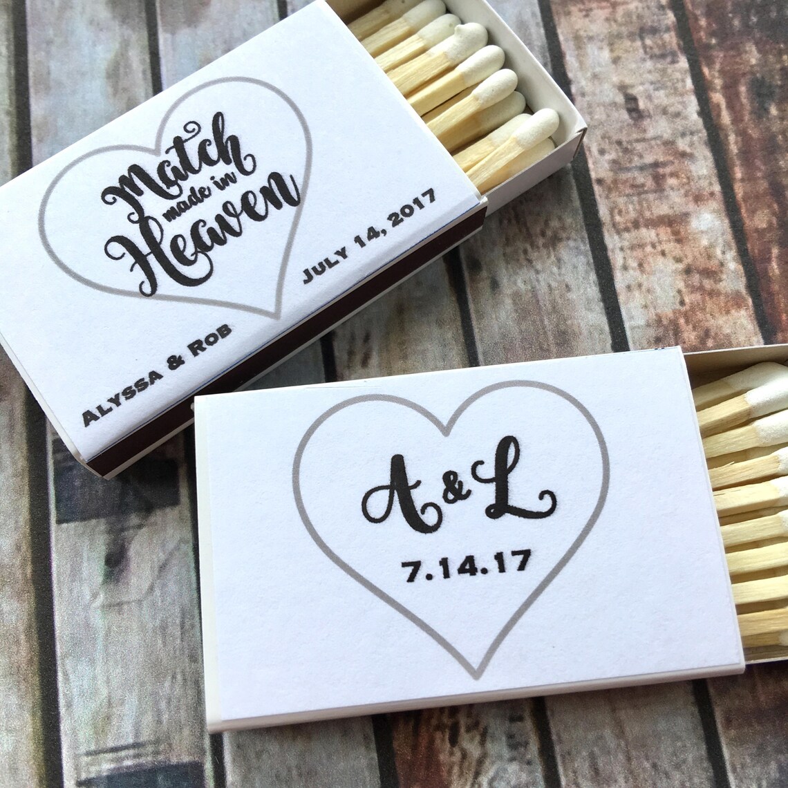Matchbox Favors Heart Matchbox Favors the Perfect Match - Etsy