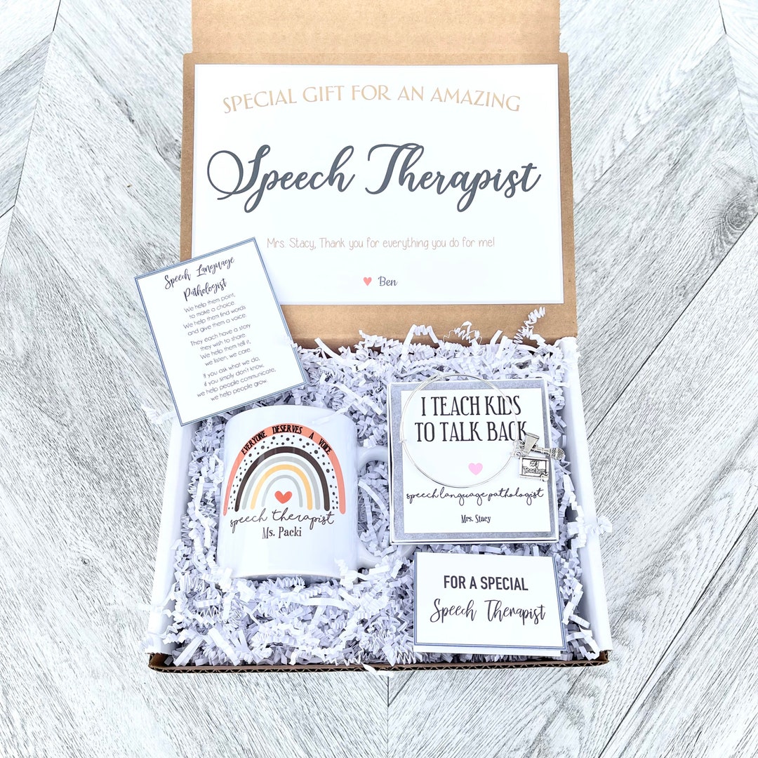 Personalized Speech Therapist Gift Box: Mug, Bracelet & Cards - Etsy