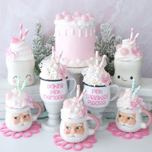 Christmas Mini Mug, Pink Santa Mug, Pink Christmas Cake, Pink Tiered ...