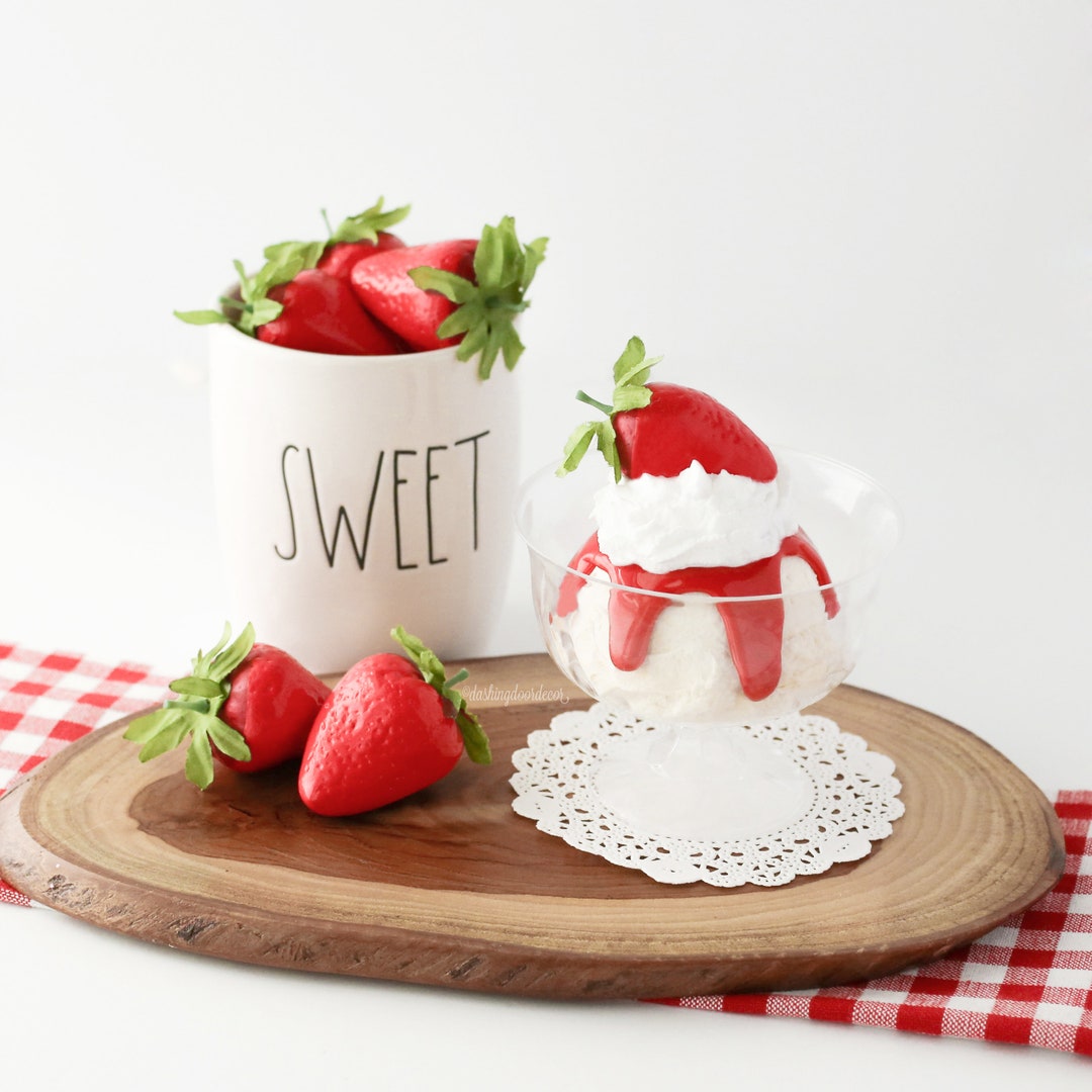 Fake Strawberry Sundae Fake Ice Cream Faux Ice Cream Scoop Fake Ice