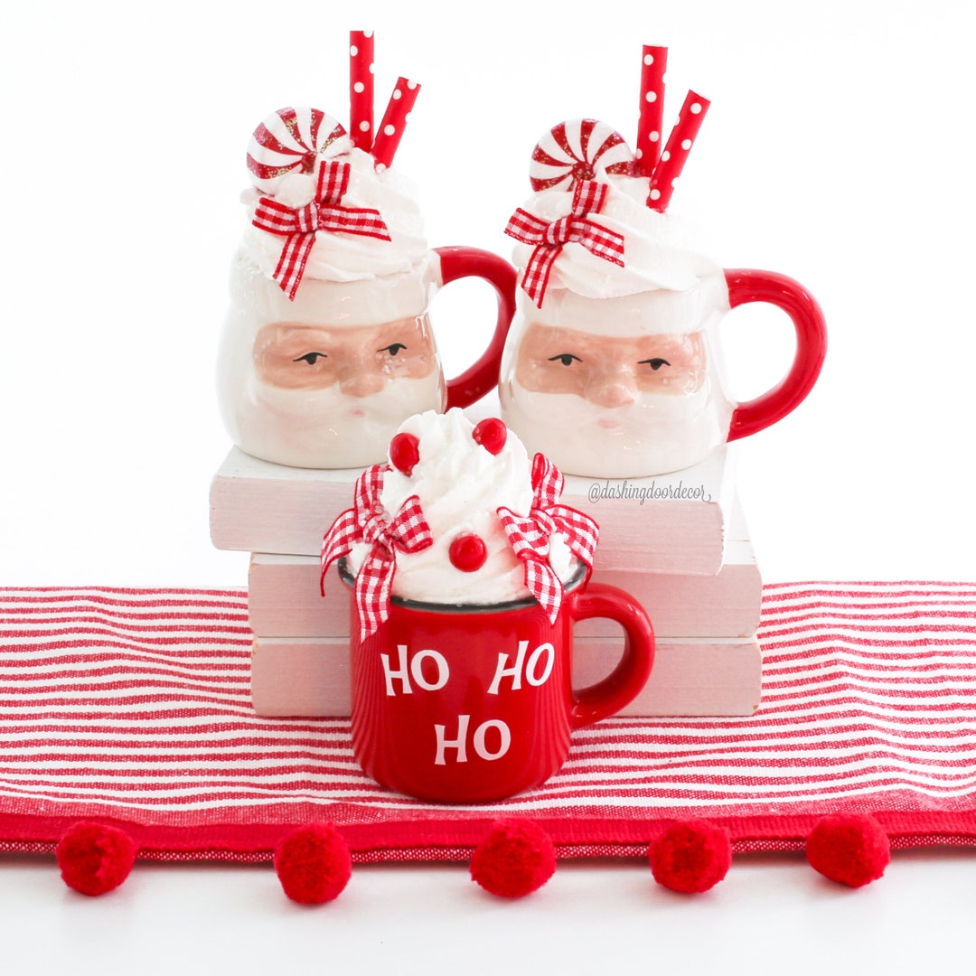 Mini Christmas Mug, Mini Santa Mug, Peppermint Mug, Tiered Tray Decor ...