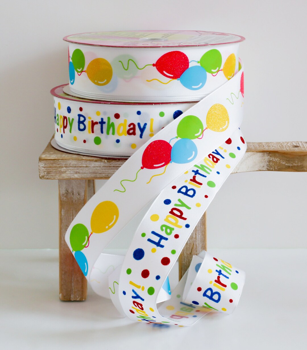 Birthday Ribbon, Balloon Ribbon, Birthday Party Ribbon, DIY Bow Ribbon ...