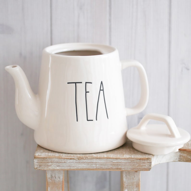 Rae Dunn Teapot Tea Time Farmhouse Kitchen Ceramic Tea Pot - Etsy