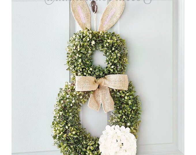 Bunny Wreath, Bunny Shaped Wreath, Boxwood Bunny Wreath, Cottontail ...