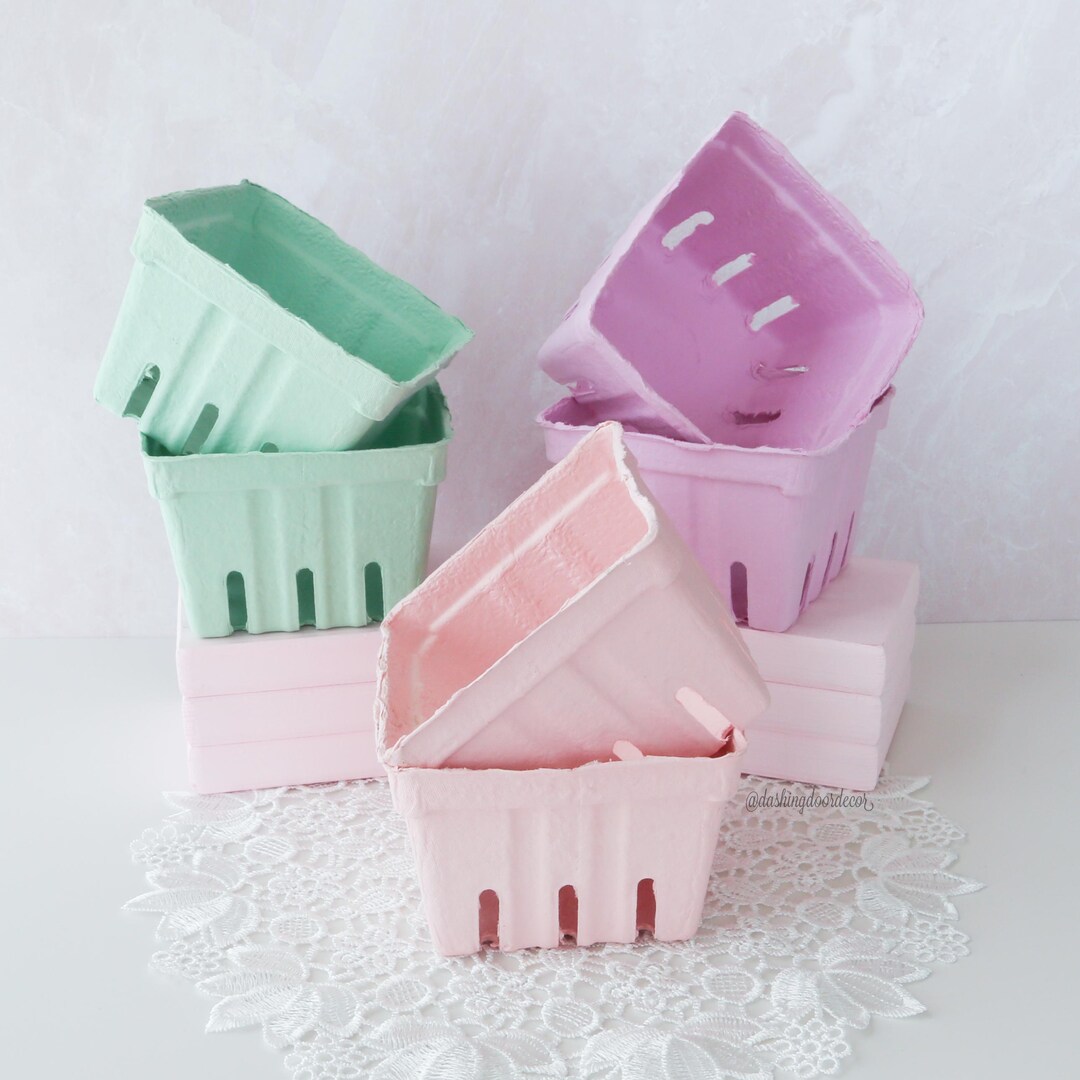 Pastel Berry Baskets, Natural Kraft, Strawberry Basket, Pink Berry ...