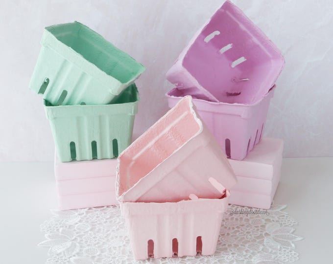Pastel Berry Baskets, Natural Kraft, Strawberry Basket, Pink Berry ...