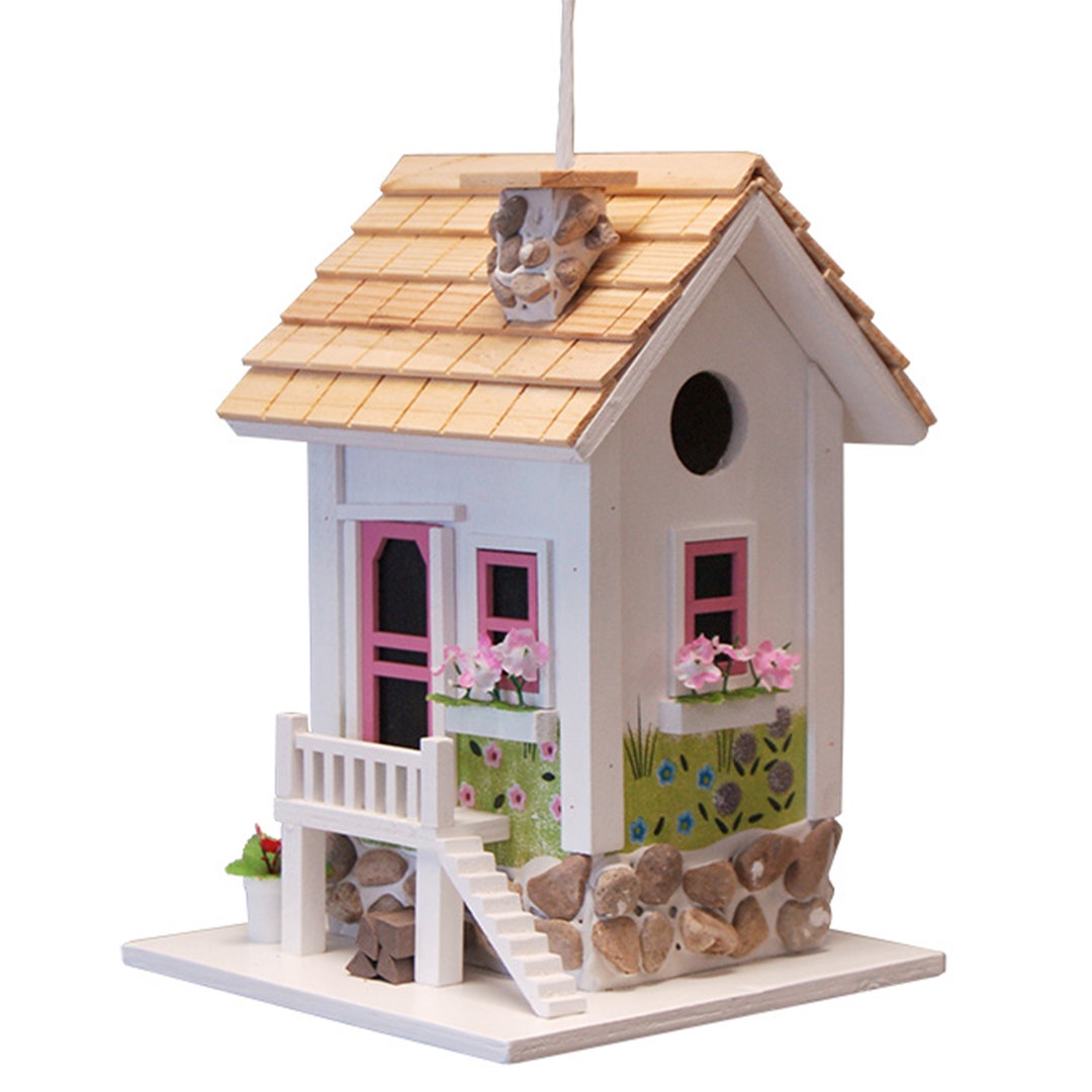 White Birdhouse, Cobblestone Birdhouse, Bird Feeder, May Cottage ...