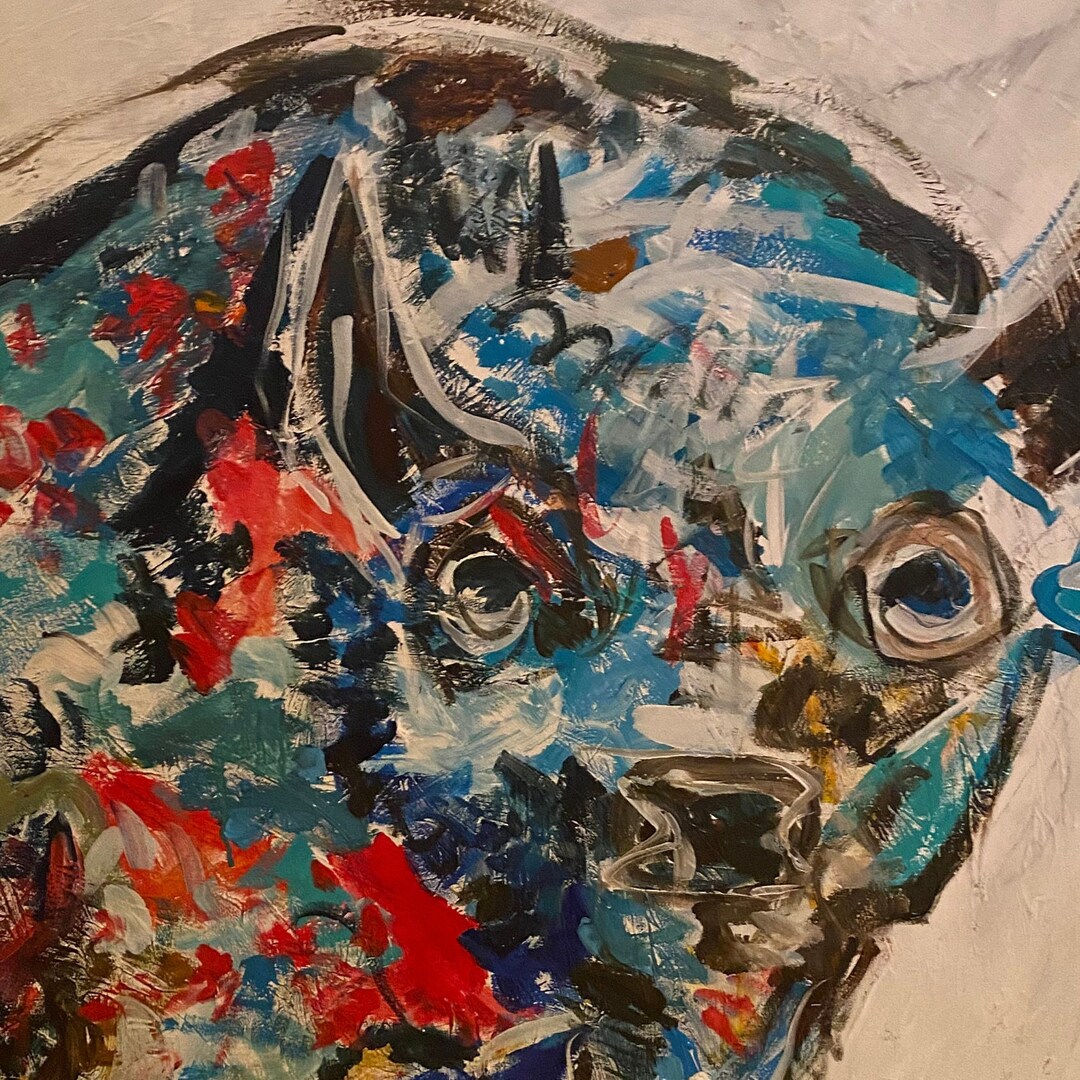 Abstract Painting Large Acrylic on Canvas “buffalo “ 36x36 Inches Deep ...