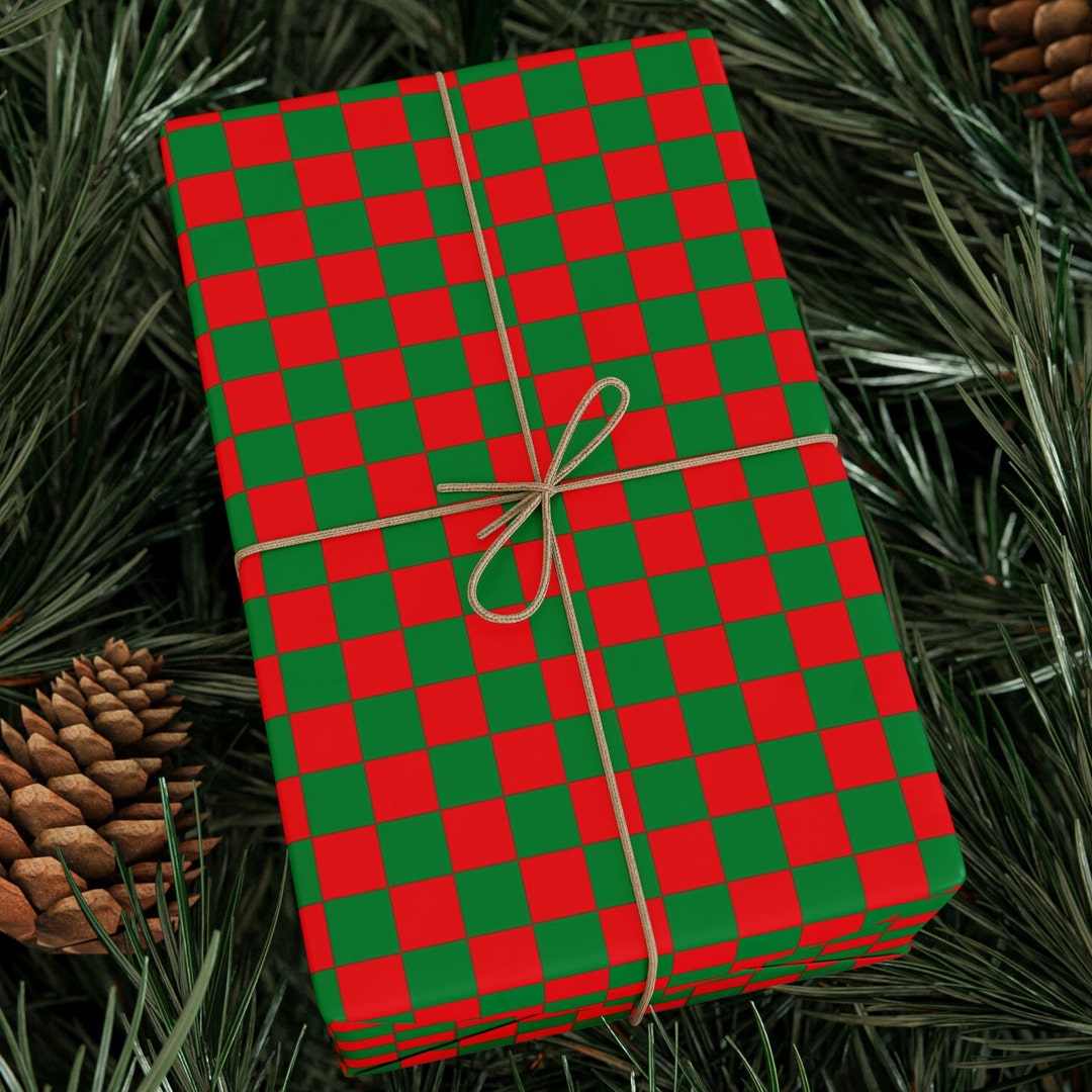 Green and Red Checkered Wrapping Paper, Merry Christmas Wrapping Paper ...