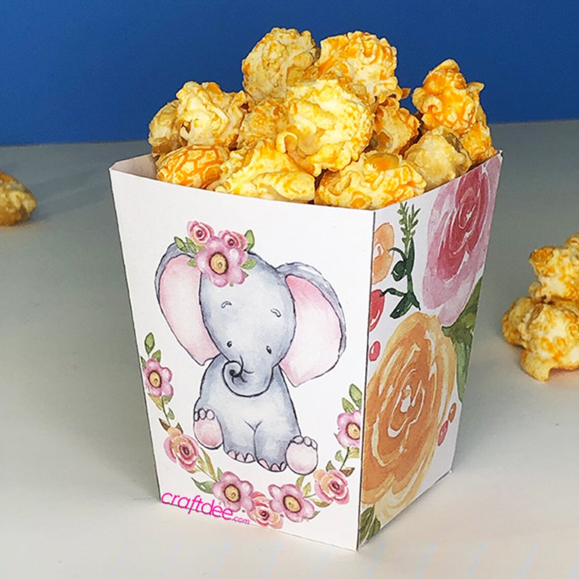Baby Elephant Popcorn Box Pink Baby Shower - Etsy