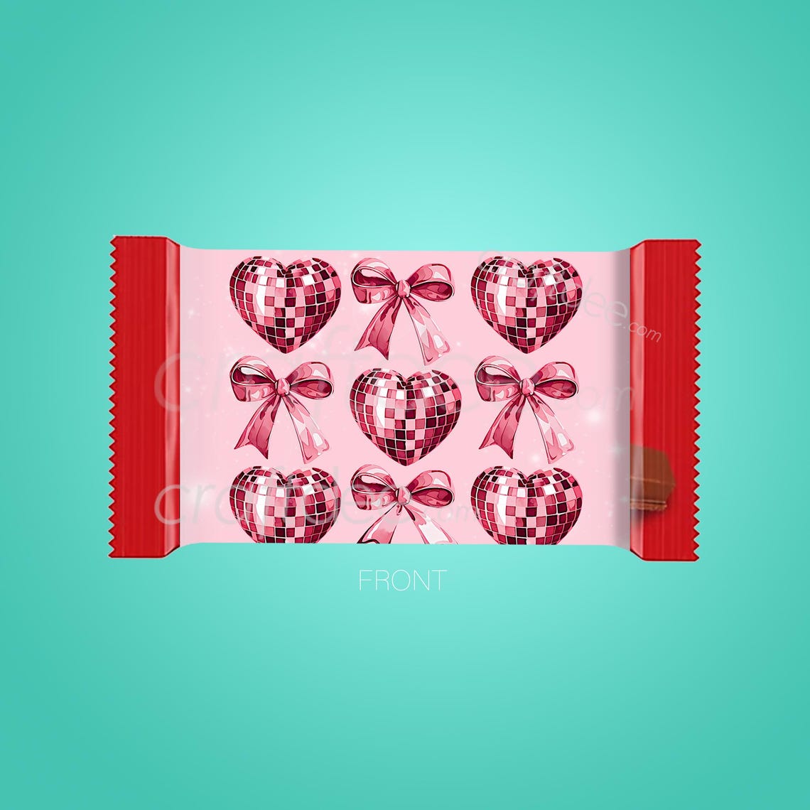 Valentine Disco Heart & Bow Candy Wrapper: 1.5oz Waffer Bar (PDF) - Etsy
