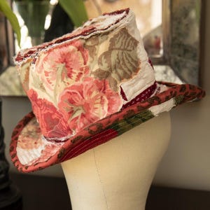 Flamboyant Floral Fabric Top Hat. Reversible Boho Patchwork and ...