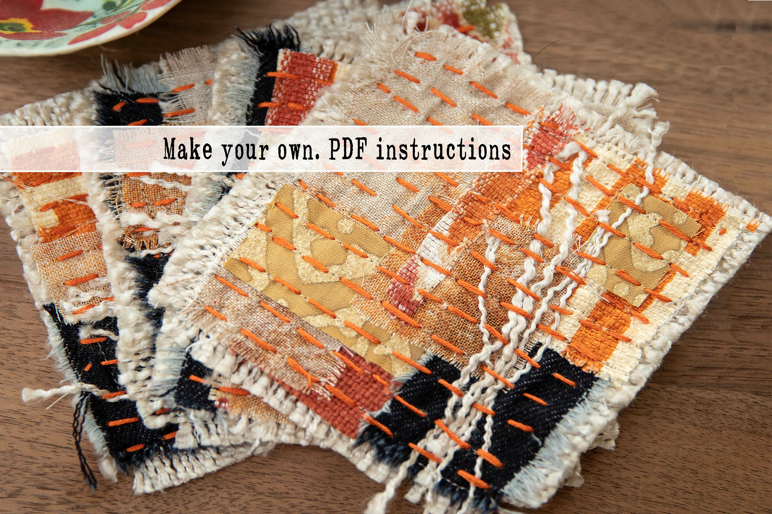 Sewing Tutorial for Japanese Boro-inspired Patchwork Coasters W/sashiko ...