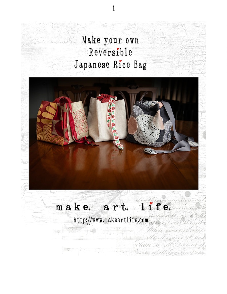 Reversible Japanese Rice Bag/komebukuro PDF Pattern, Instant Download ...