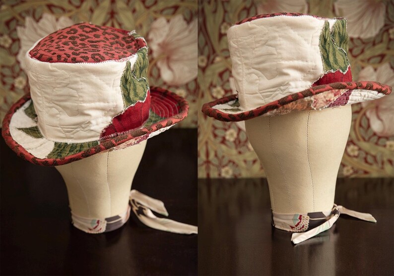 Flamboyant Floral Fabric Top Hat. Reversible Boho Patchwork and ...