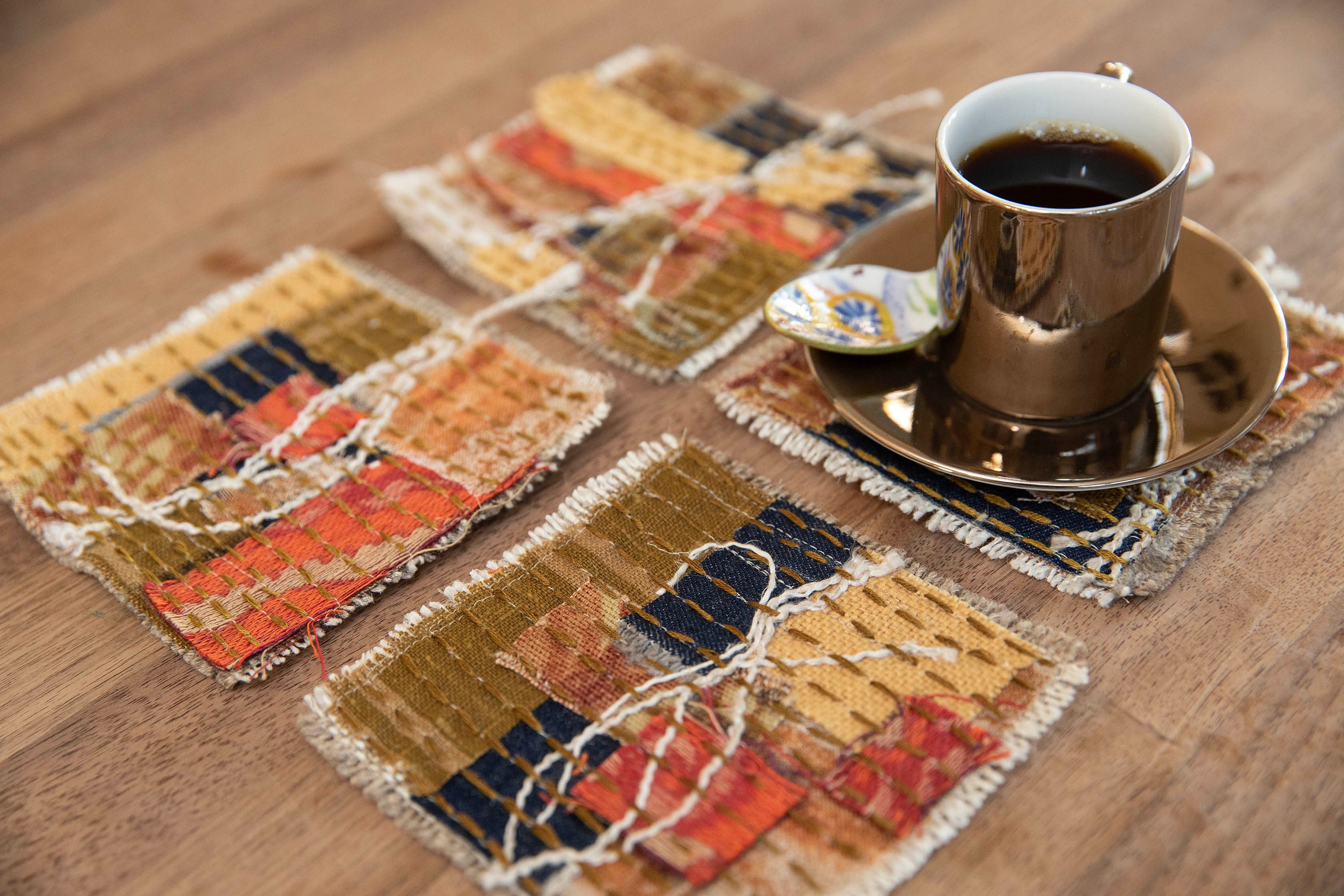 Sewing Tutorial for Japanese Boro-inspired Patchwork Coasters W/sashiko Stitching. PDF Pattern ...