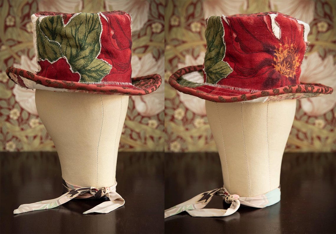 Flamboyant Floral Fabric Top Hat. Reversible Boho Patchwork and ...