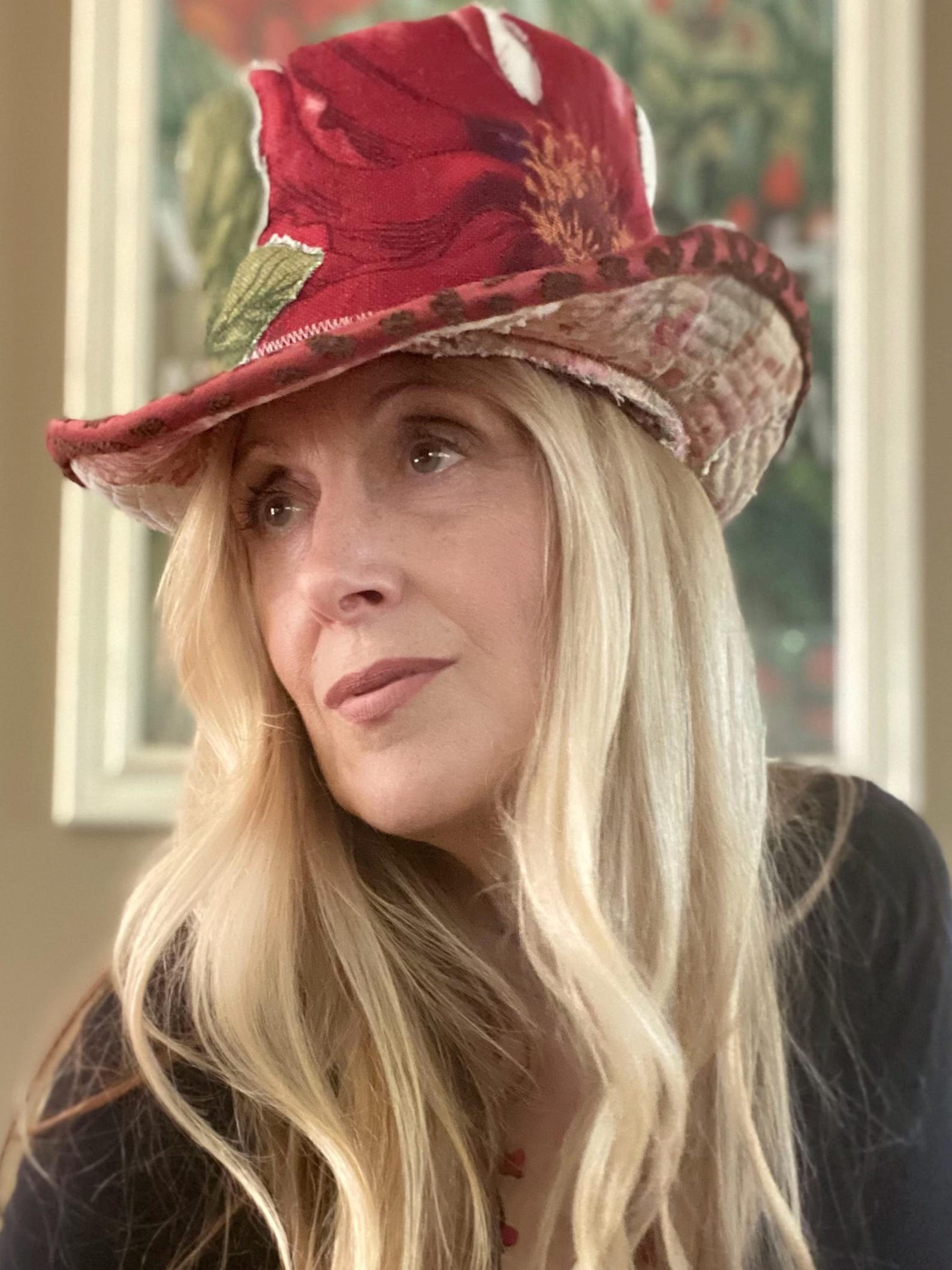 Flamboyant Floral Fabric Top Hat. Reversible Boho Patchwork and ...