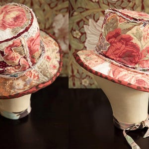 Flamboyant Floral Fabric Top Hat. Reversible Boho Patchwork and ...