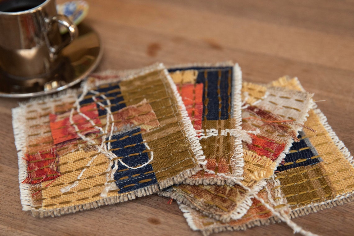 Sewing Tutorial for Japanese Boro-inspired Patchwork Coasters - Etsy