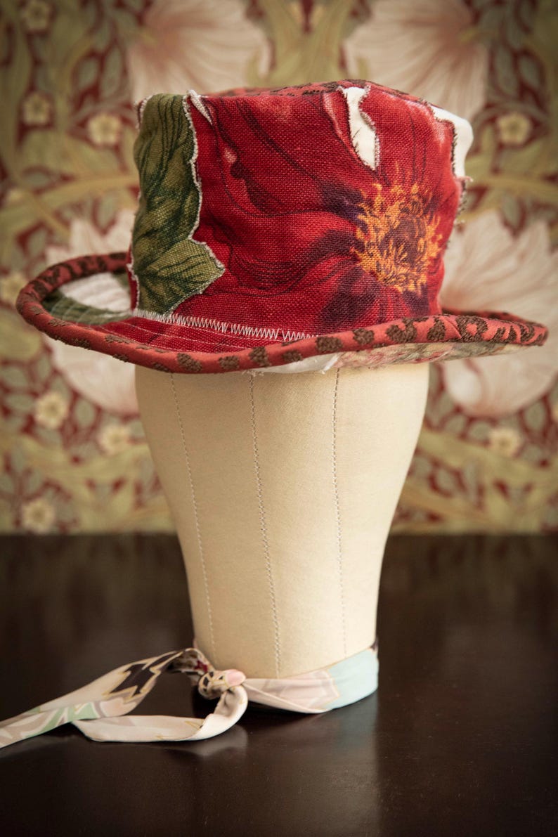 Flamboyant Floral Fabric Top Hat. Reversible Boho Patchwork and ...