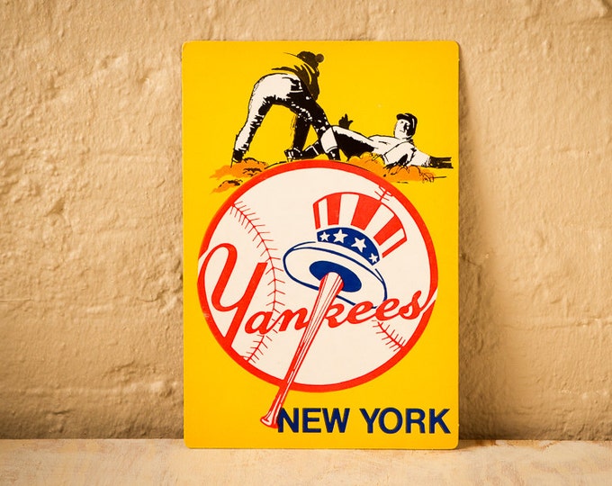 Vintage New York Yankees Cardboard Sign c.1970's FLEER Big Sign 1973 ...