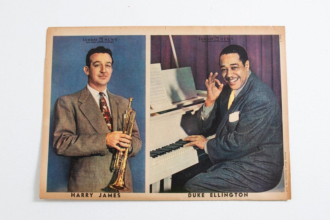 1947 Harry James & Duke Ellington Newspaper Poster - Vintage Jazz ...