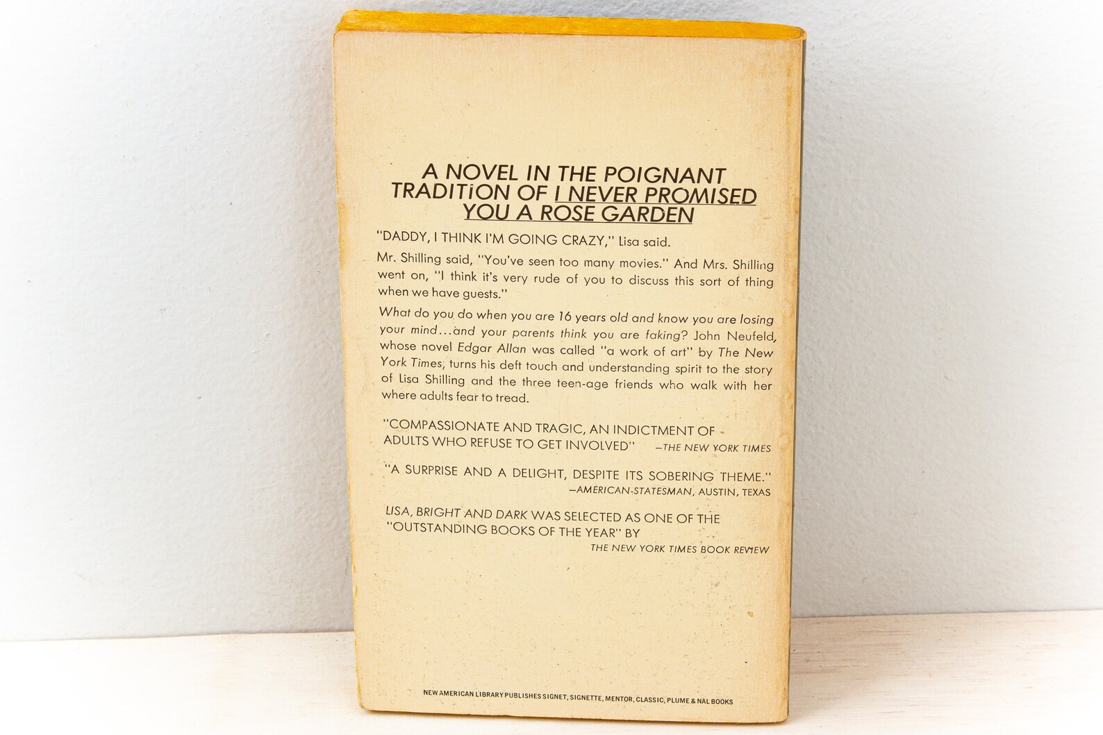 Lisa, Bright and Dark (john Neufeld, 1970) Vintage Paperback Book | 70s ...