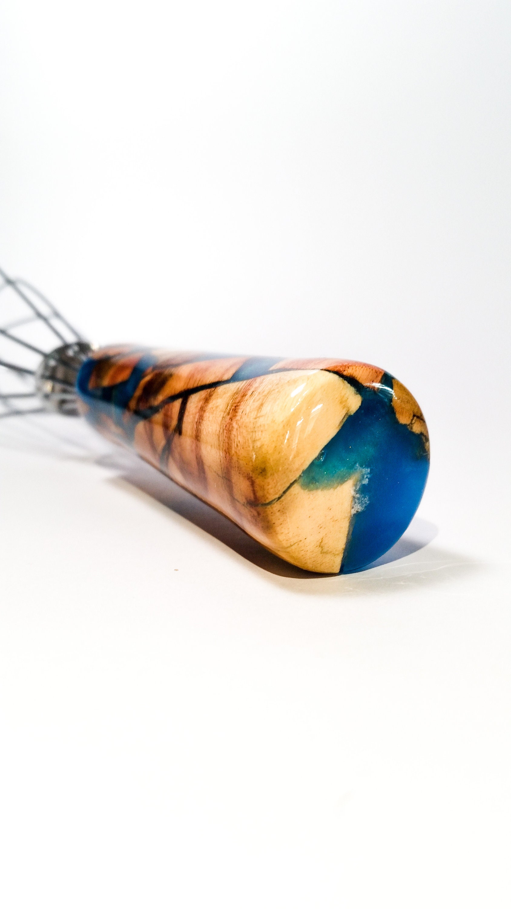Kitchen Whisk Wood and Metallic Blue Resin Hybrid Kitchen Whisk Chef's ...