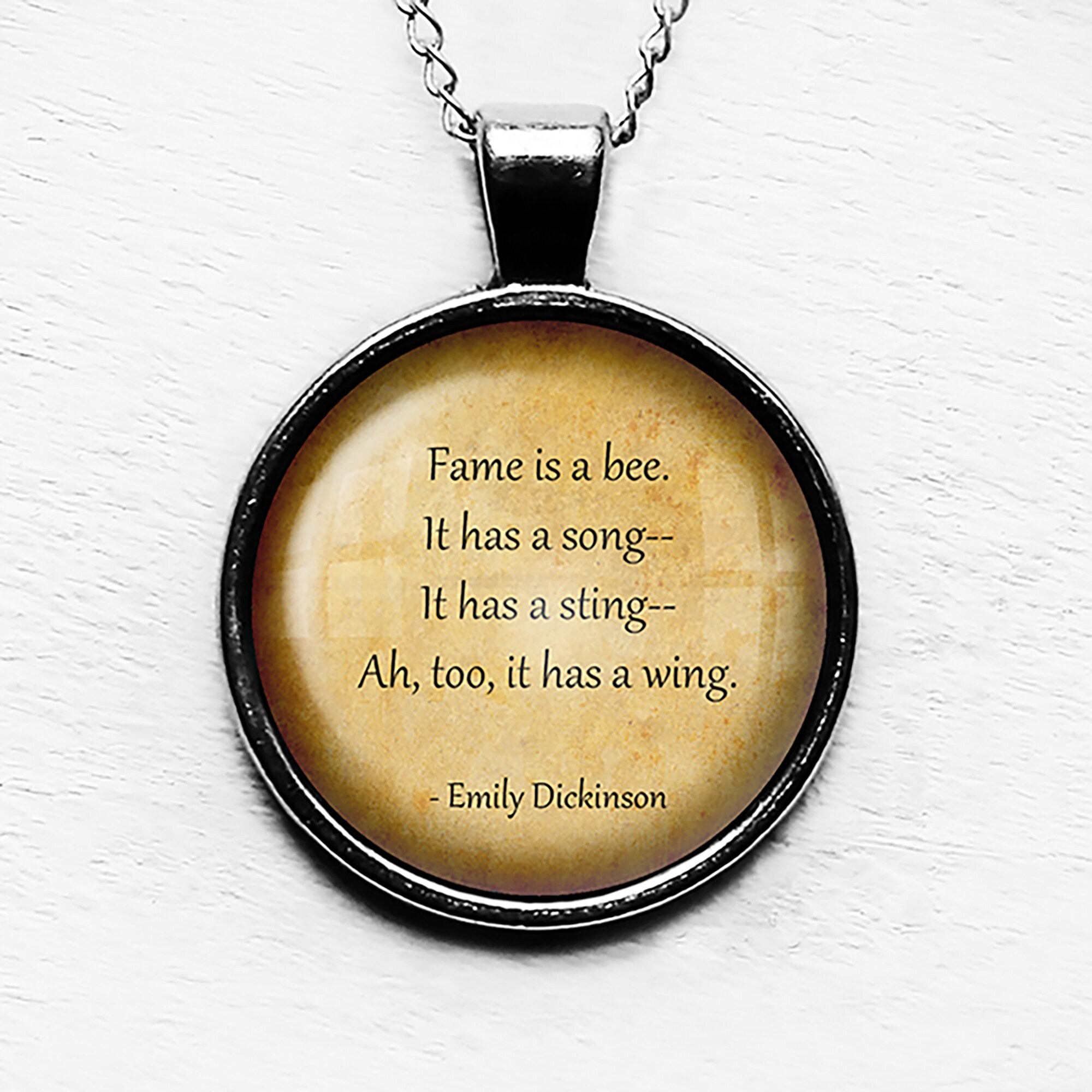 Emily Dickinson Fame is a Bee Song Sting Wing Pendant Necklace - Etsy